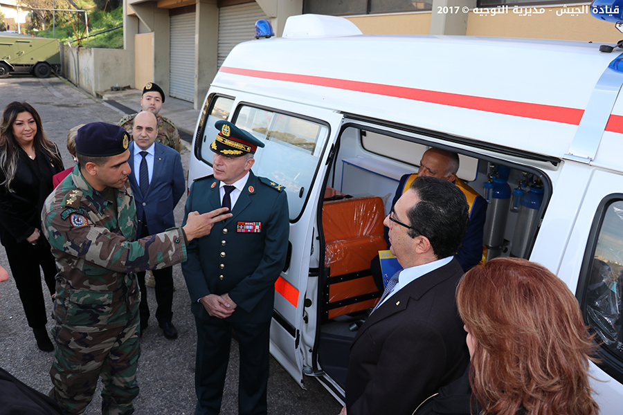 The handover ceremony of an equipped ambulance in the Headquarters of ...