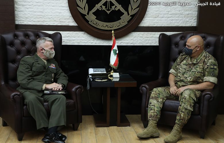 استقبال العماد قائد الجيش لقائد القيادة الوسطى الأميركية الموقع